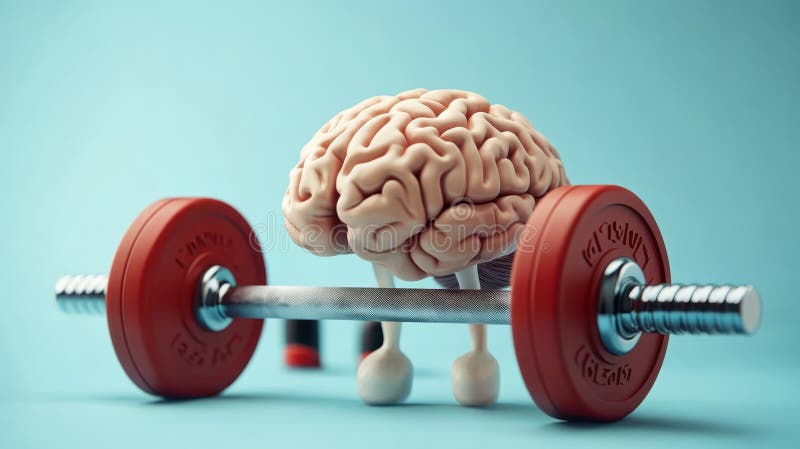 A Human Brain Placed on a Dumbbell, Symbolizing Mental Strength ...