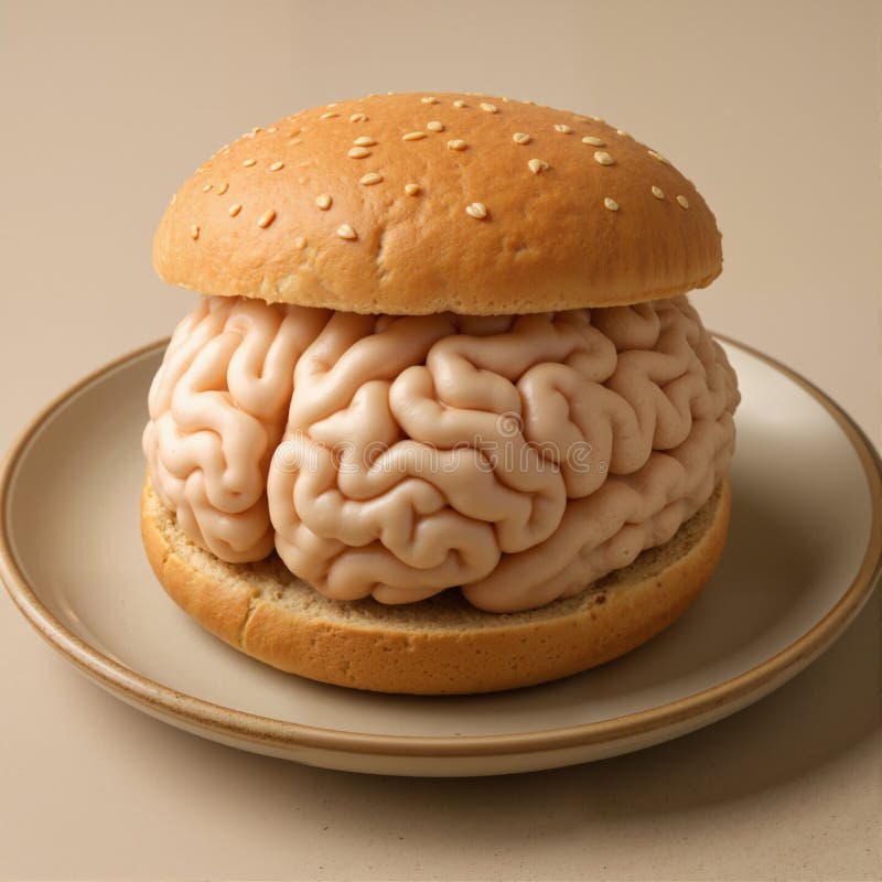 Brain Inside Burger Bun stock photo. Image of symbol - 376178582
