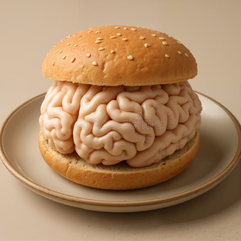 Brain Inside Burger Bun stock photo. Image of symbol - 376178582