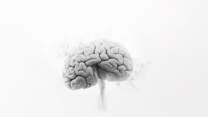 Human Brain on a Plain Background with Copy Space Stock Illustration ...