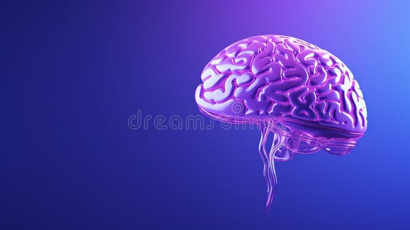 Human Brain on a Plain Background with Copy Space Stock Illustration ...