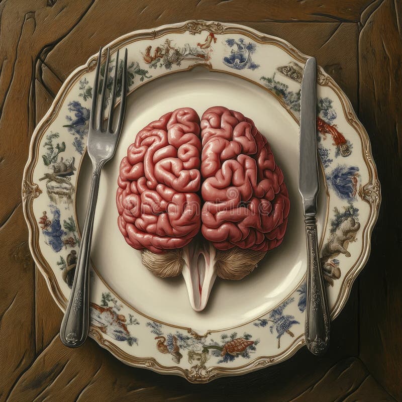 Human Brain on a Plate with Knife and Fork. High Quality Photo Stock ...
