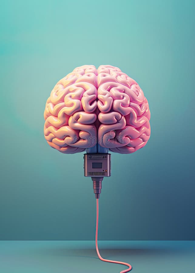 Brain Plugged in Icon Isolated on Black Background Stock Vector ...