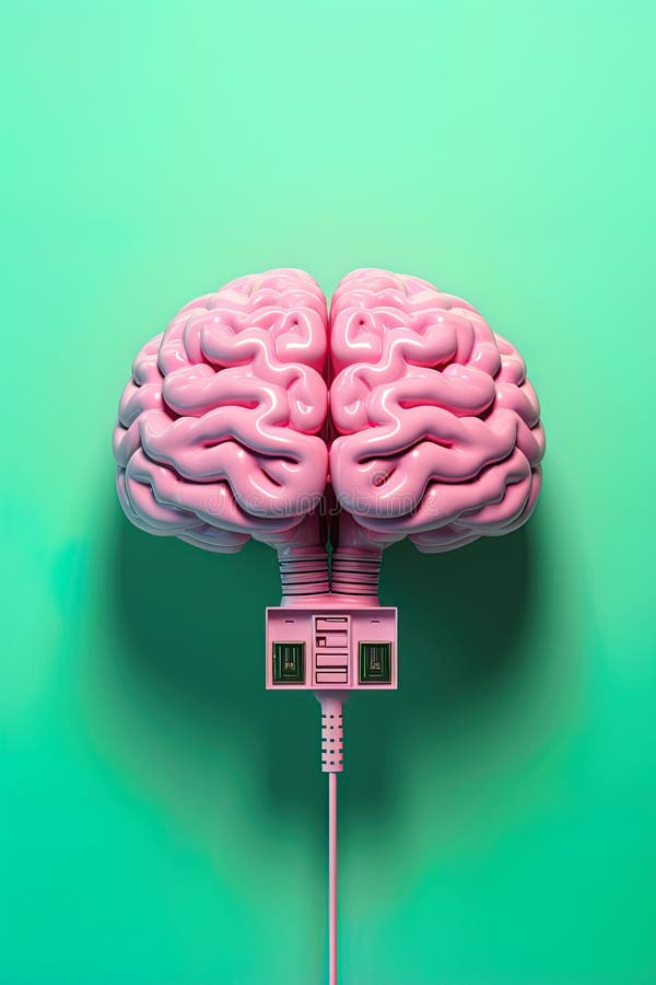 Brain Plugged in Icon Isolated on Black Background Stock Vector ...