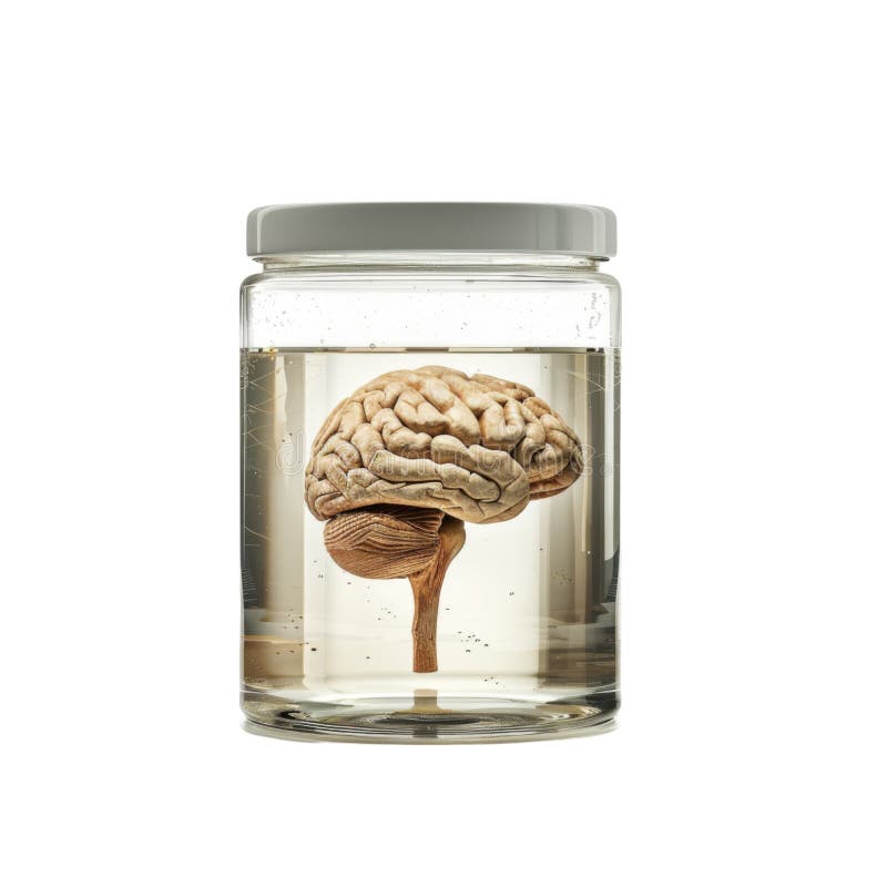 Human Brain Preserved in a Glass Jar Stock Image - Illustration of ...