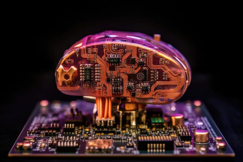 Human Brain on a Printed Circuit Board - AI Generated Stock ... Human Brain on a Printed Circuit Board - AI Generated Stock ...