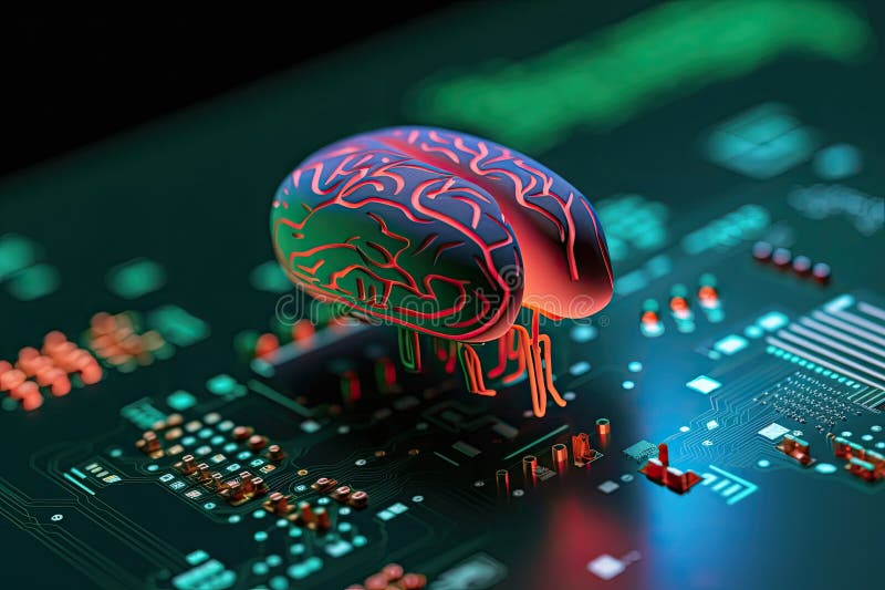 Human Brain on a Printed Circuit Board - AI Generated Stock ...