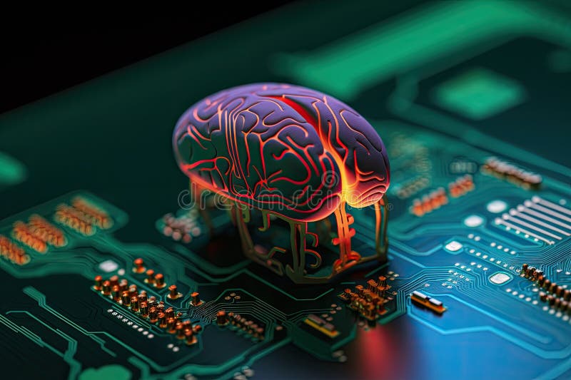 Human Brain on a Printed Circuit Board - AI Generated Stock ... Human Brain on a Printed Circuit Board - AI Generated Stock ...