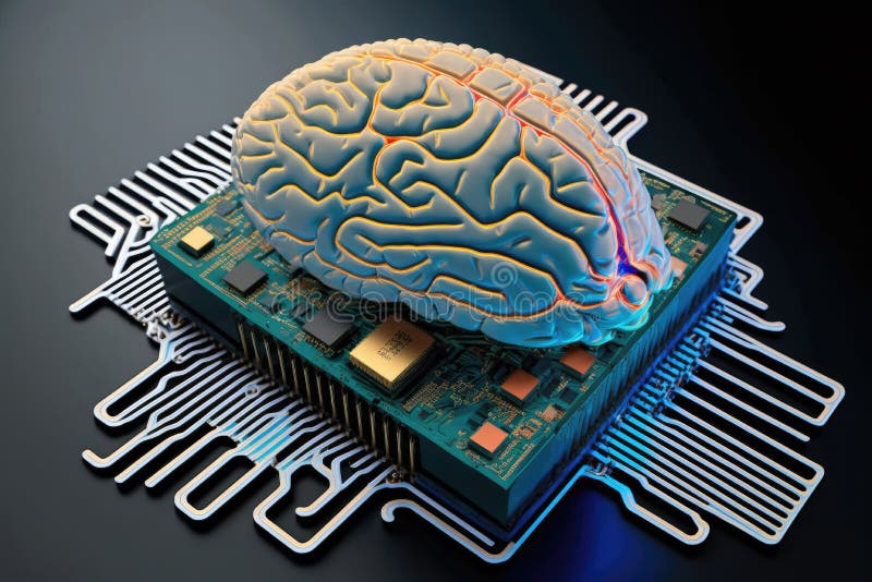 Human Brain on a Printed Circuit Board - Generative AI Stock Image ... Human Brain on a Printed Circuit Board - Generative AI Stock Image ...