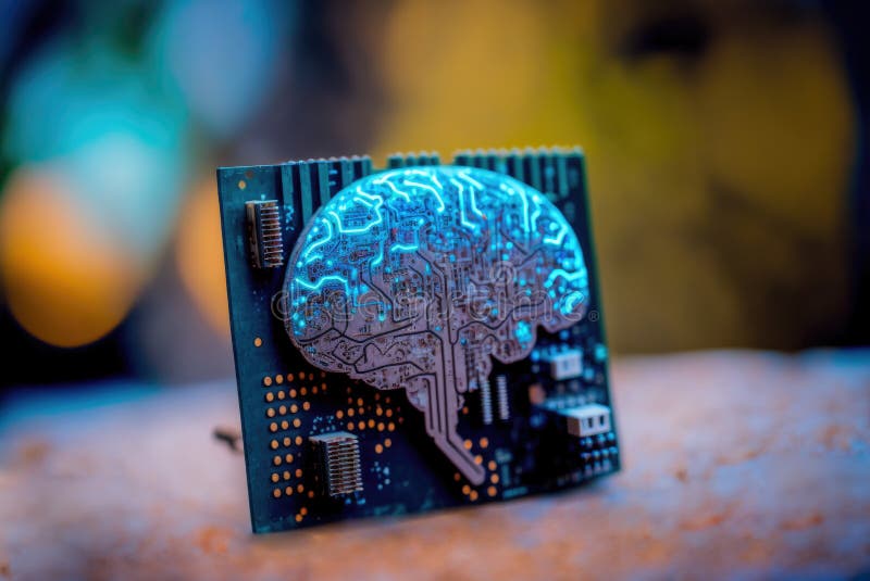 Human Brain on a Printed Circuit Board Stock Illustration ... Human Brain on a Printed Circuit Board Stock Illustration ...