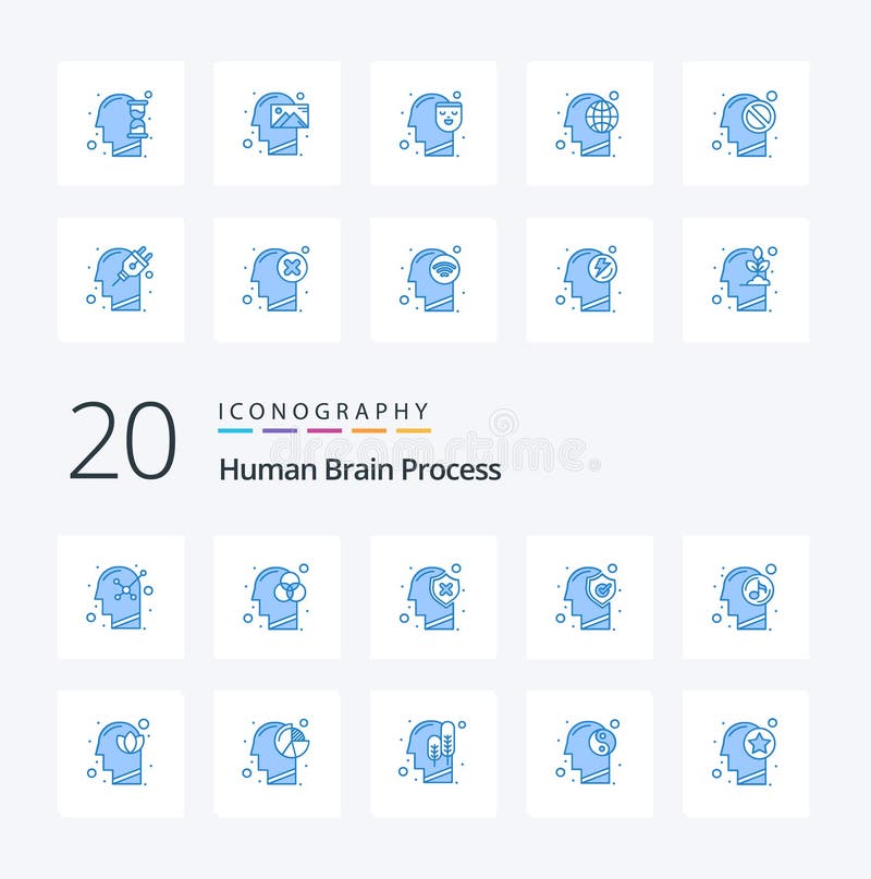 20 Human Brain Process Blue Color Icon Pack Like Flower Music Brain ...