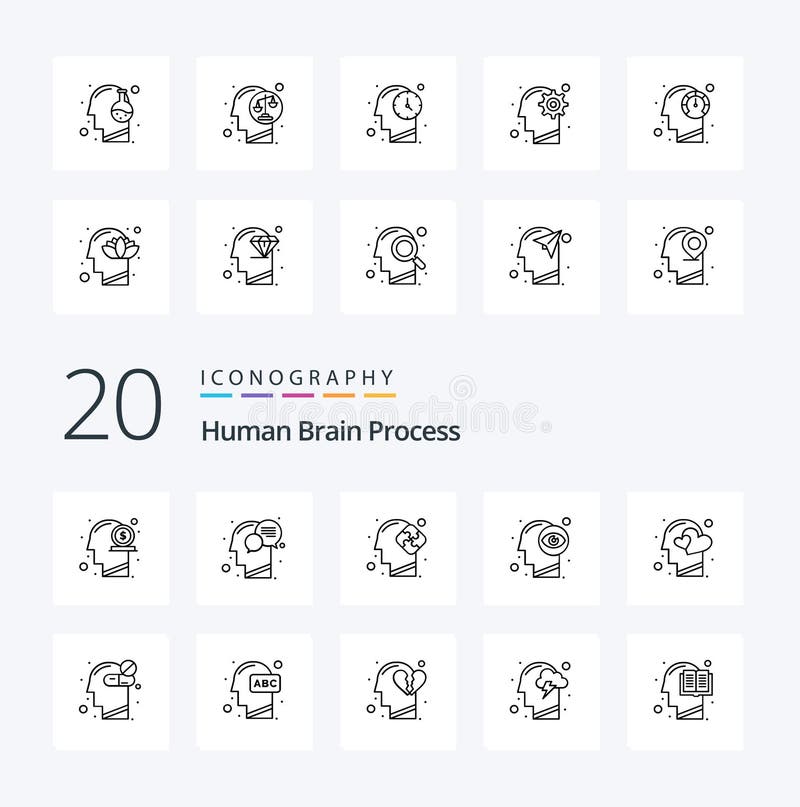 20 Human Brain Process Line Icon Pack Like Eye View Mind Mind Human ...