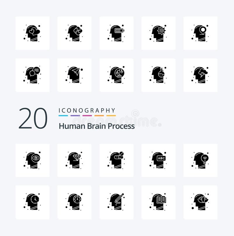 20 Human Brain Process Solid Glyph Icon Pack Like Communication ...