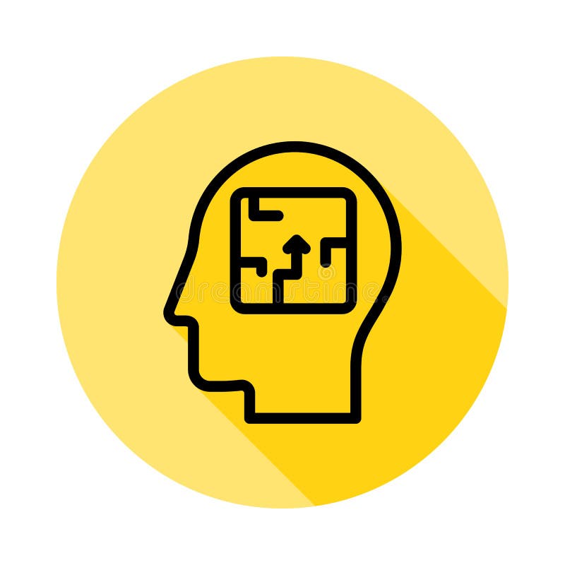 Human, Brain, Process, Solution Outline Icon in Long Shadow Style Stock ...