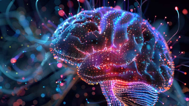 Human Brain Processing Big Data Generating Futuristic Colorful Lights ...