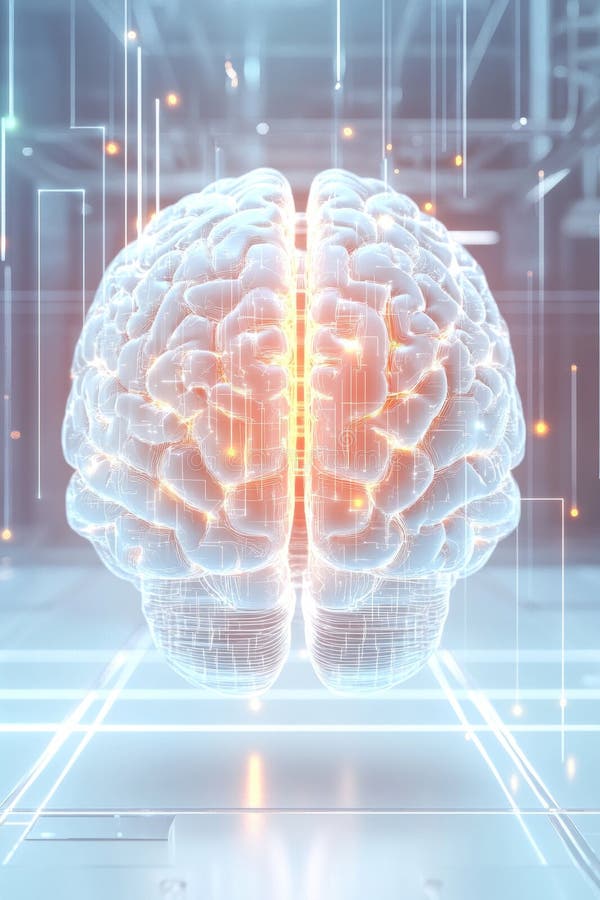 Human Brain Processing Data, Glowing Connections and Futuristic ...