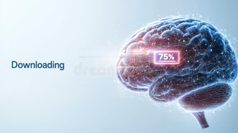 Human Brain with Downloading Progress Bar and Digital Interface ...
