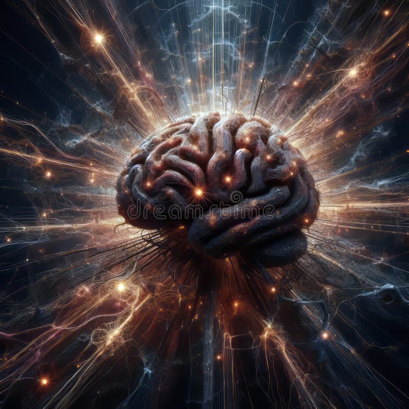 Human Brain with Psychic Connections Stock Illustration - Illustration ...