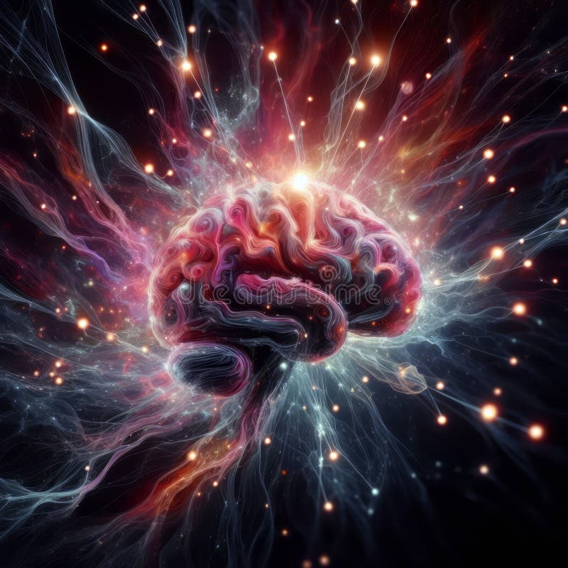 Human Brain with Psychic Connections Stock Illustration - Illustration ...