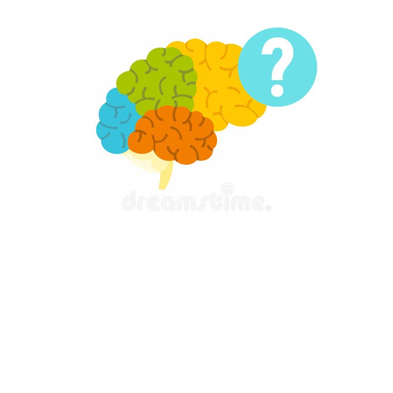 Human Brain Question Icon, Flat Style Stock Vector - Illustration of ...