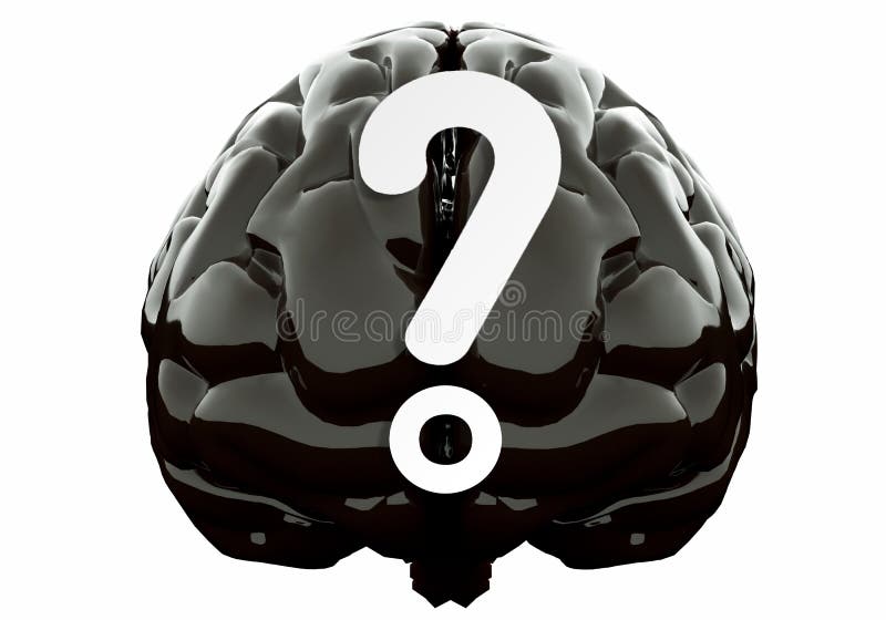 Human Brain and a Question Mark. 3D Illustration Stock Illustration ...