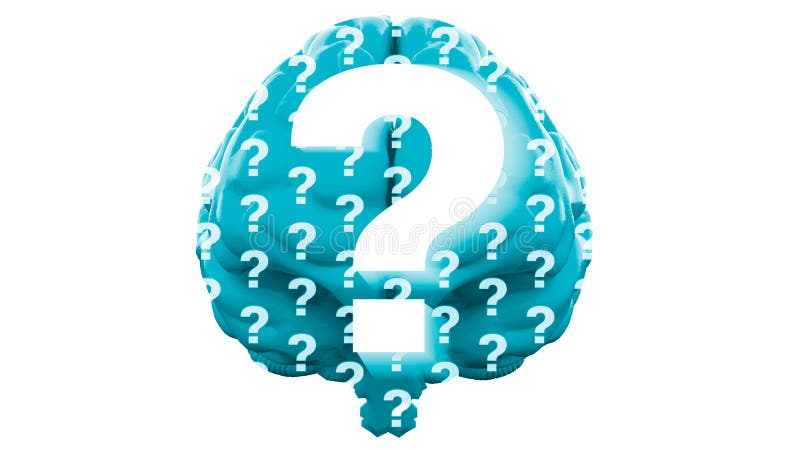 Human Brain and a Question Mark. 3D Illustration Stock Illustration ...