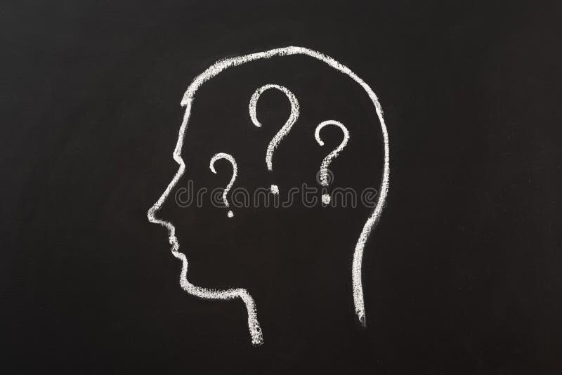 Human Brain and Question Mark Draw on Blackboard Stock Image - Image of ...