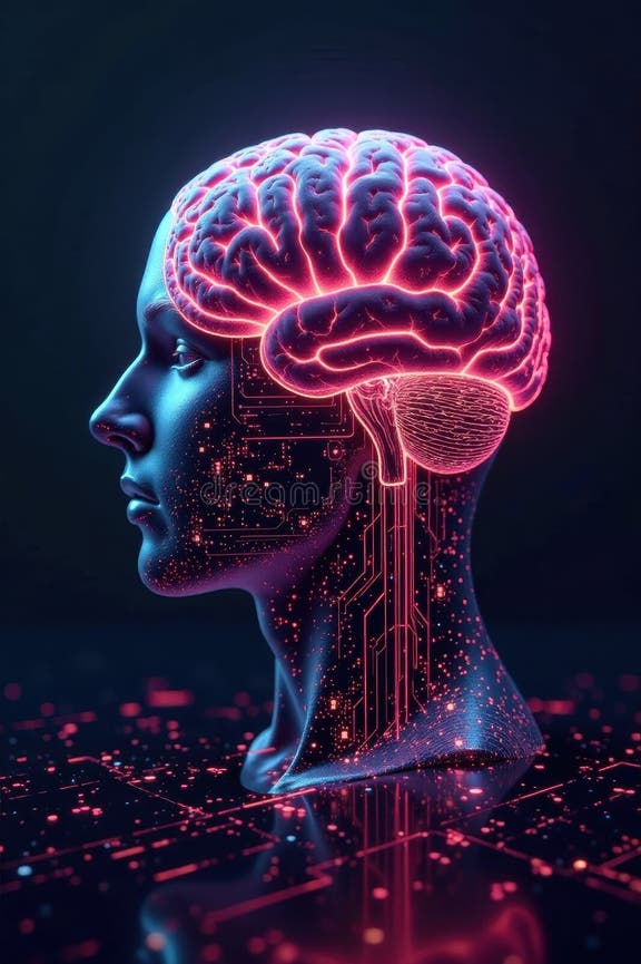 Human Brain Rendered Over Futuristic Circuit Board , System, Processor ...