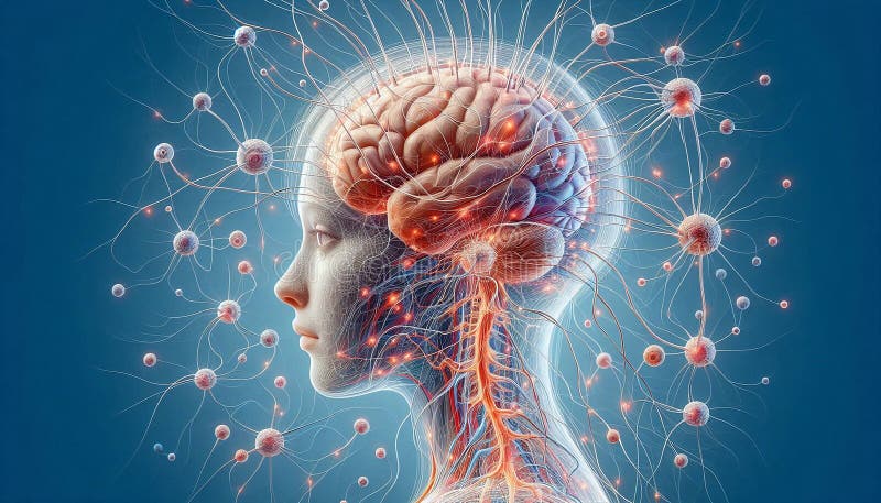 Human Brain Representation with Neural Connections Stock Illustration ...