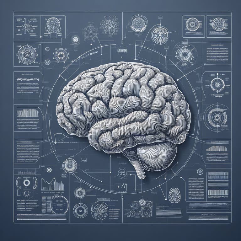 Human Brain Research Program. Ai Generative Stock Illustration ...