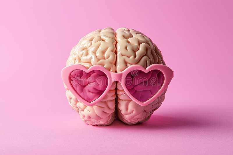 Human Brain with Rose-colored Glasses Stock Illustration - Illustration ...