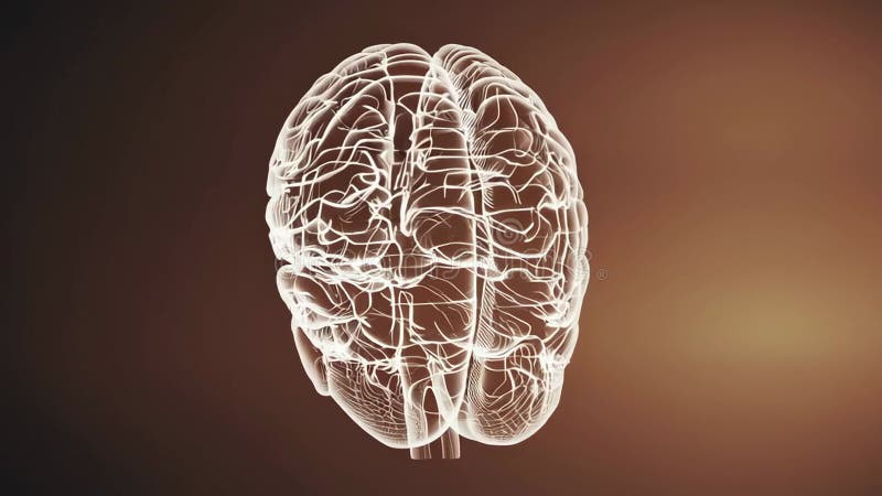 Human Brain Rotating and Glowing, Medical Scan Visualization Stock ...