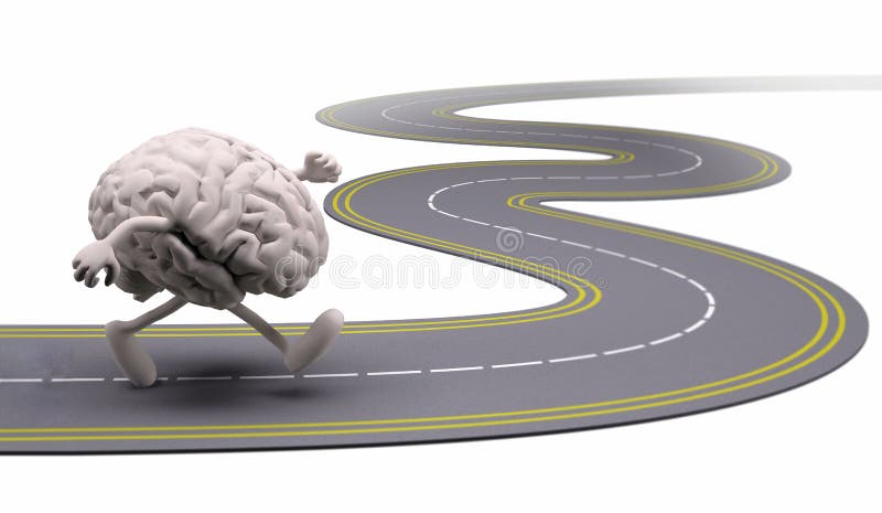 Human Brain that Runs in the Street Stock Illustration - Illustration ...