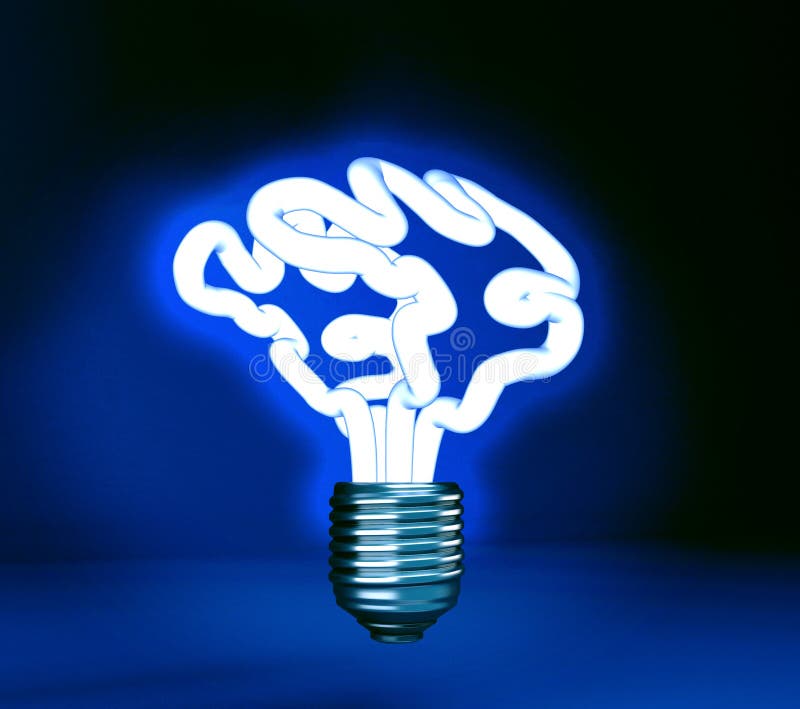 Human Brain in Save Energy Lamp Form Stock Illustration - Illustration ...