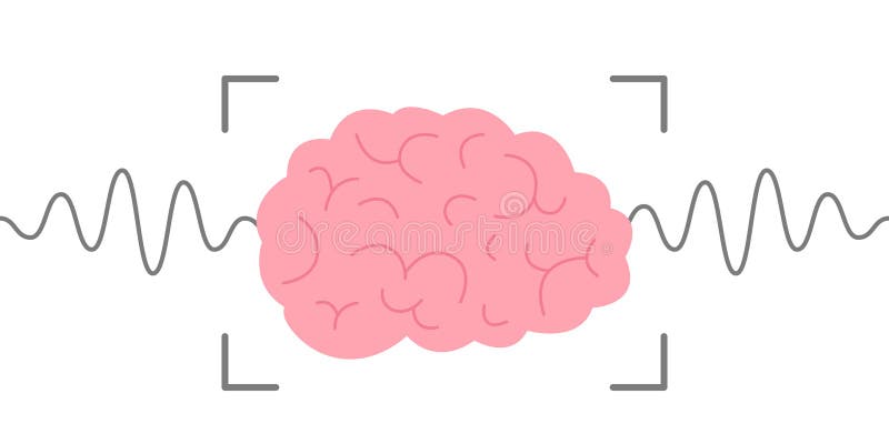 Human Brain Scan with Line Wave. Pulse Wave in Study Neurology Stock ...