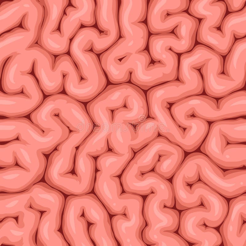 Human Brain Seamless Pattern, Pink Folds Texture Stock Vector ...