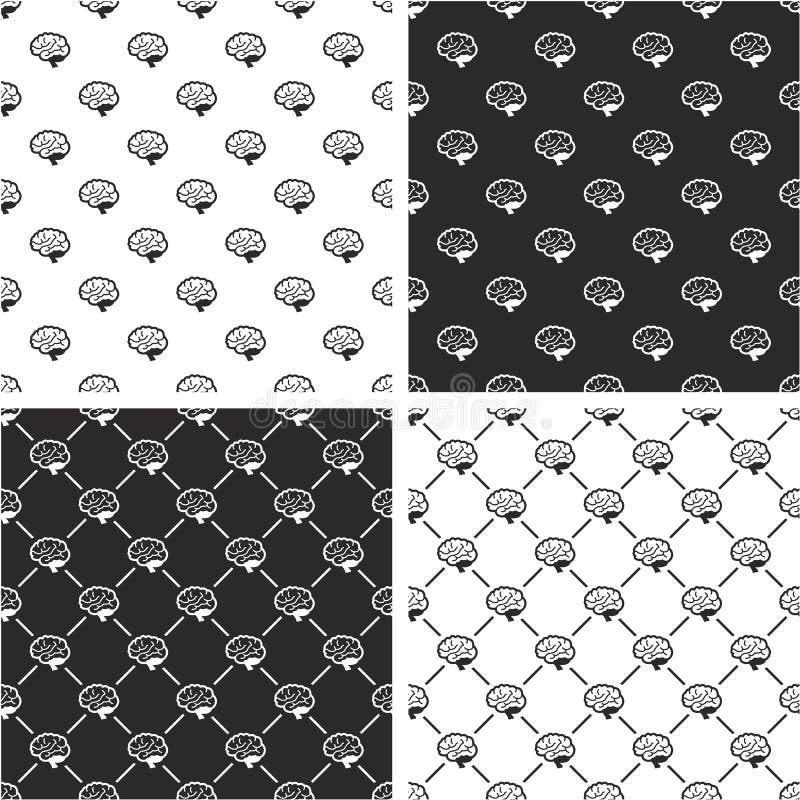 Human Brain Aligned & Random Seamless Pattern Set Stock Vector ...