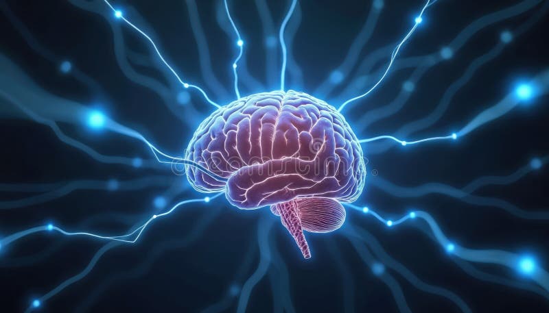 Human Brain Sends Electrical Signals for Neural Activity. Nerve Cells ...