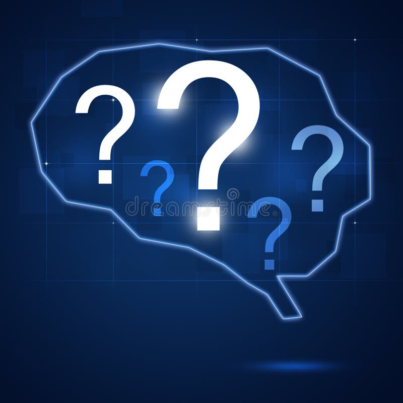 Human Brain Shape with Question Mark Stock Illustration - Illustration ...