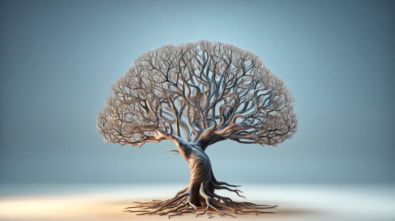 Human Brain Shaping Tree, Two Tone Color, Symbolizing Emotional Stock ...