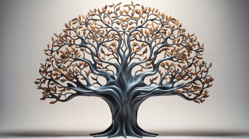 Human Brain Shaping Tree, Two Tone Color, Symbolizing Emotional Stock ...