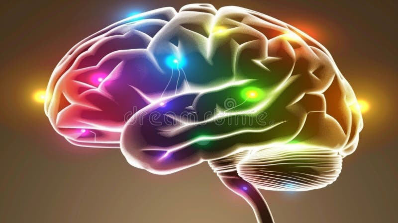 Human Brain Showing Colorful Synapses Connections Illustration Stock ...