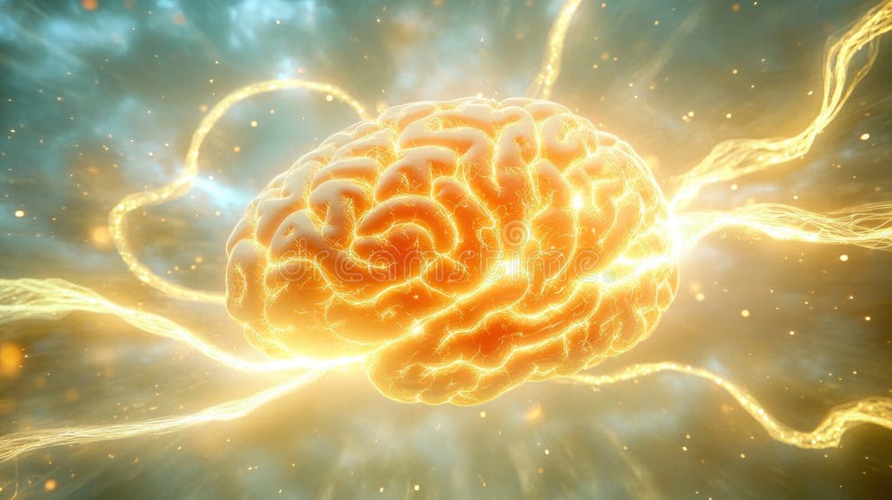 Human Brain Showing Intelligence, Creativity, and Ideas with Glowing ...