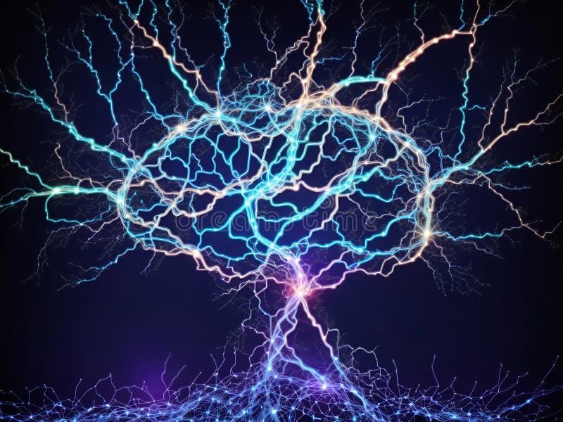 Human Brain Showing Intelligent Thinking Processing. Cyber Mind Concept ...