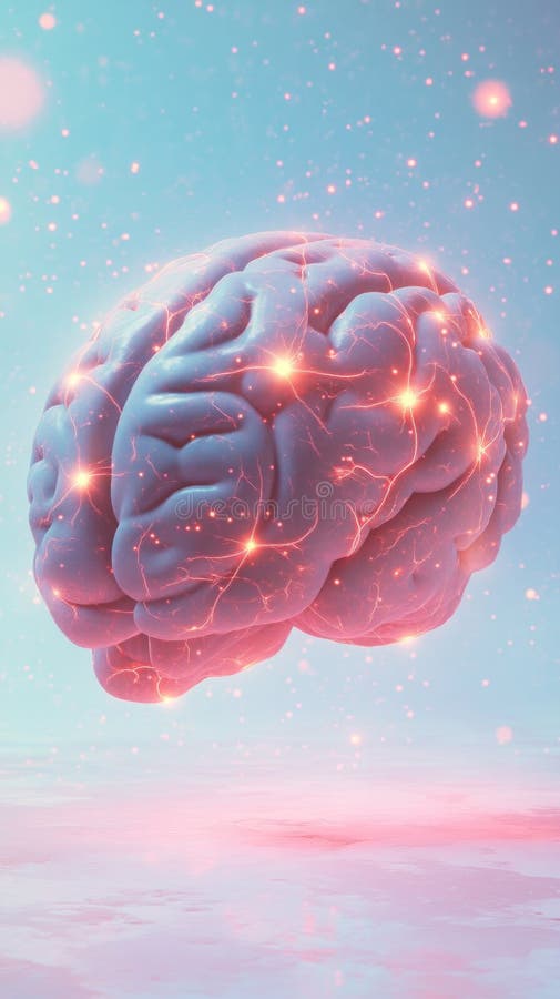 Human Brain Showing Intense Neuronal Activity in a Pastel Dreamscape ...