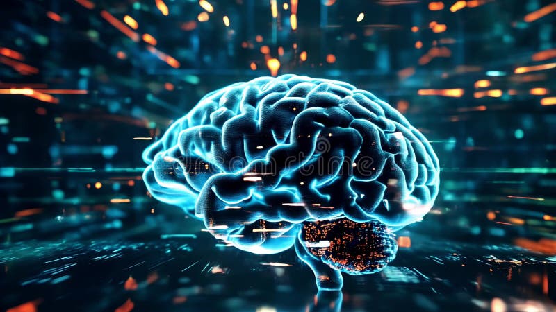 Human Brain Showing Robotic Thinking. Concept of Neural Network Circuit Board, Big Data. Stock ...