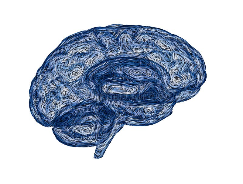 Human Brain Abstract Dark Blue Detailed Doodle Stock Illustration ...