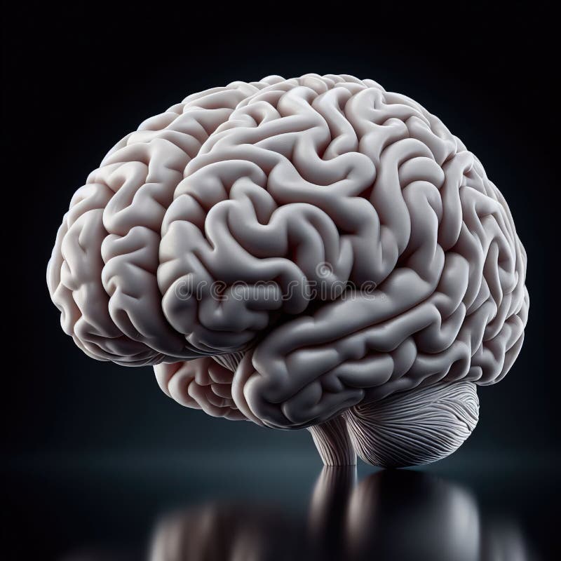 Human Brain Side View Isolated on Black Background Stock Illustration ...
