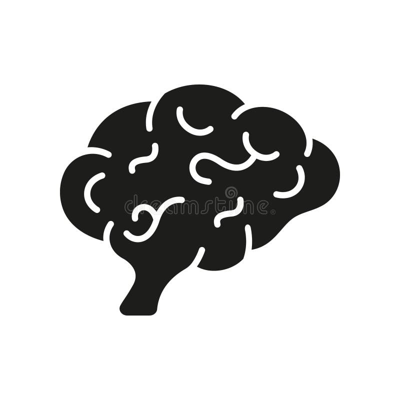 Human Brain in Side View Silhouette Icon. Human Brain Anatomy Stock ...