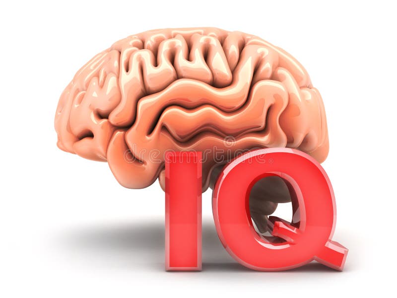 Human brain and sign IQ stock illustration. Illustration of brain ...